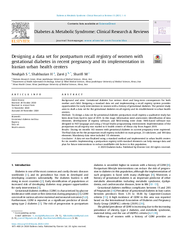 (PDF) Designing a data set for postpartum recall registry of women with ...