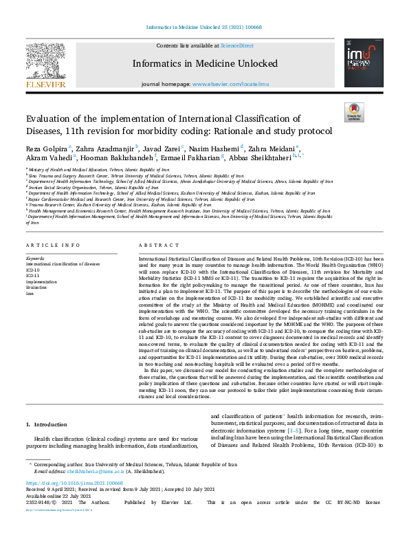Pdf Evaluation Of The Implementation Of International Classification