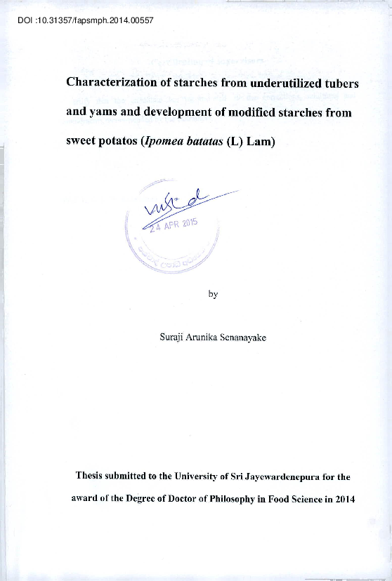 (PDF) Characterization of starches from underutilized tubers and yams ...