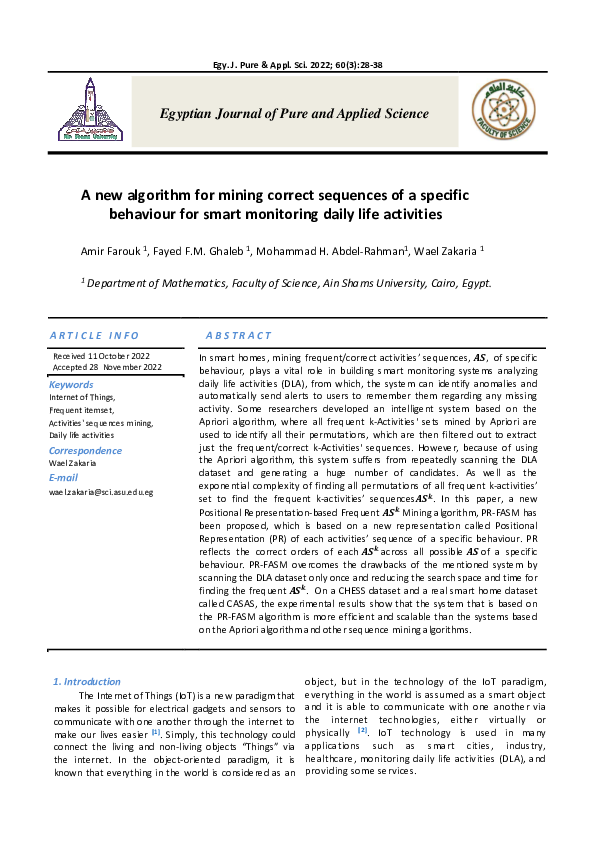 Pdf A New Algorithm For Mining Correct Sequences Of A Specific Behaviour For Smart Monitoring 