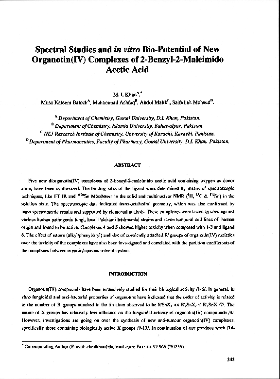 (PDF) Spectral Studies and in vitro Bio-Potential of New Organotin(IV ...