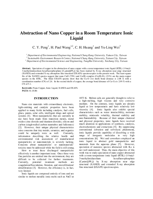 (PDF) Abstraction of Nano Copper in a Room Temperature Ionic Liquid