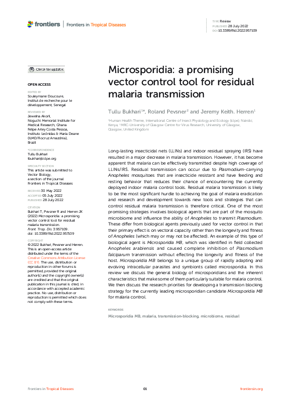 (PDF) Microsporidia: a promising vector control tool for residual ...