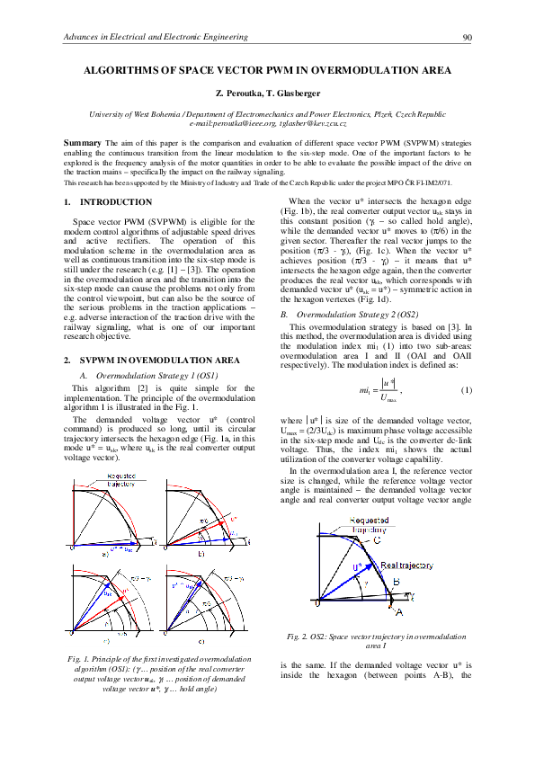Pdf Algorithms Of Space Vector Pwm In Overmodulation Area