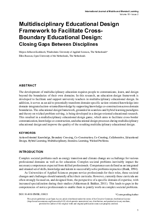 (PDF) Multidisciplinary Educational Design Framework to Facilitate ...
