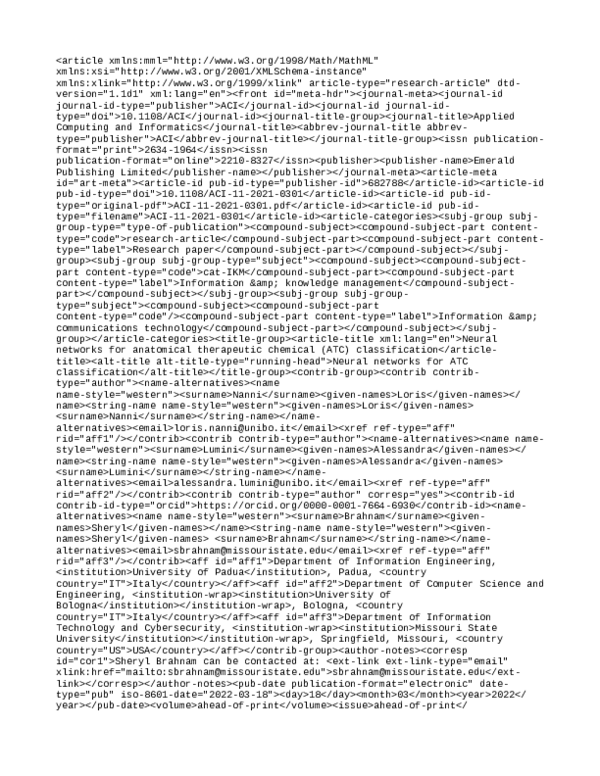 Neural networks for anatomical therapeutic chemical (ATC) classification