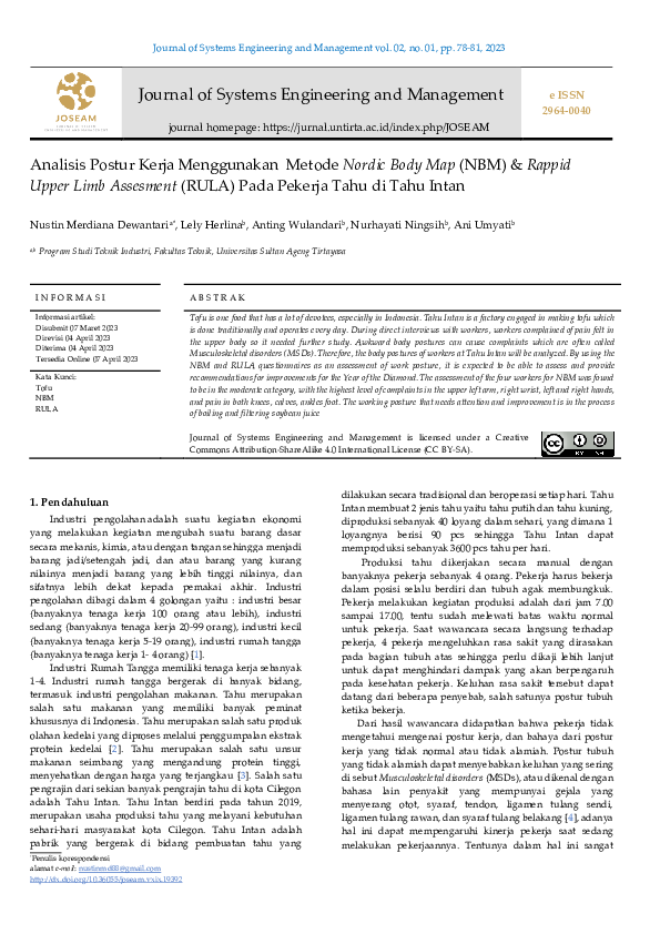 (PDF) Analysis of Work Posture Using the Nordic Body Map (NBM) & Rapid ...