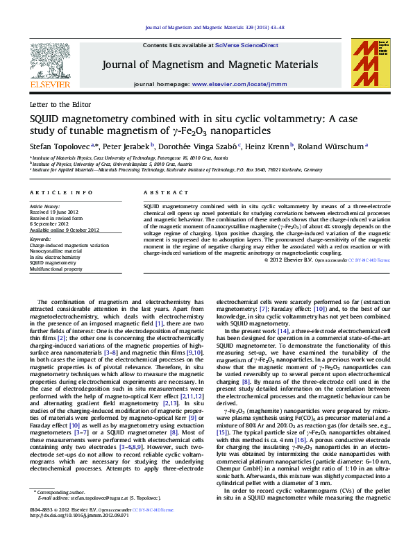 (PDF) SQUID magnetometry combined with in situ cyclic voltammetry: A ...