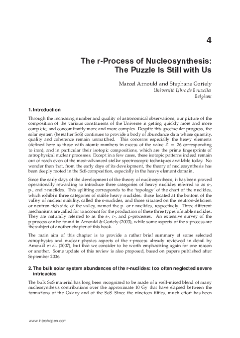 (PDF) The r-process of nucleosynthesis: The puzzle is still with us