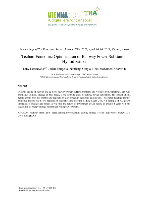 Pdf Techno Economic Optimization Of Railway Power Substation