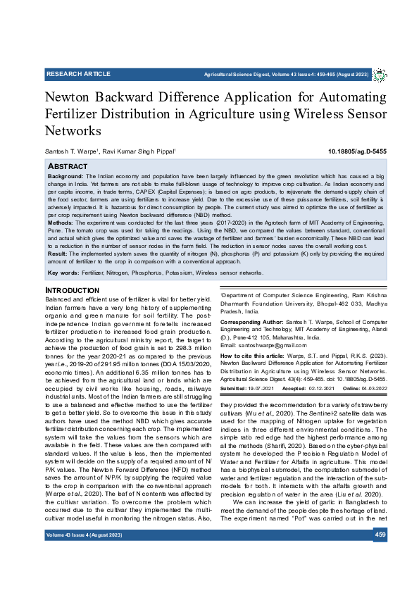 (PDF) Newton Backward Difference Application for Automating Fertilizer ...