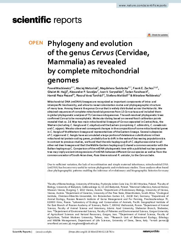 (PDF) Phylogeny and evolution of the genus Cervus (Cervidae, Mammalia ...