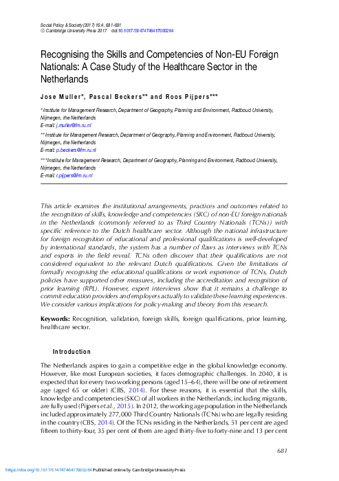 (PDF) Recognising the Skills and Competencies of Non-EU Foreign Nationals: A Case Study of the ...