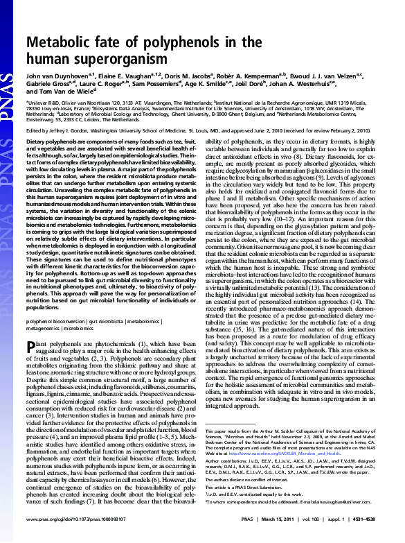 (PDF) Metabolic fate of polyphenols in the human superorganism