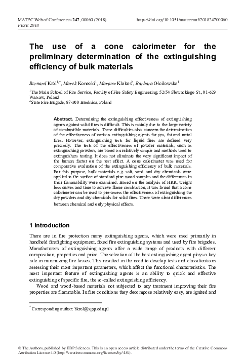 (PDF) The use of a cone calorimeter for the preliminary determination ...