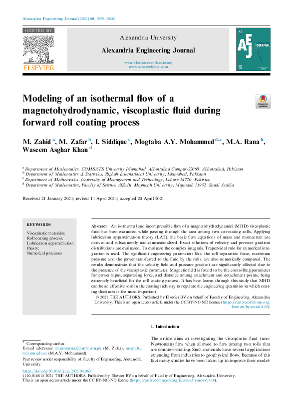 (PDF) Modeling of an isothermal flow of a magnetohydrodynamic, viscoplastic fluid during forward ...