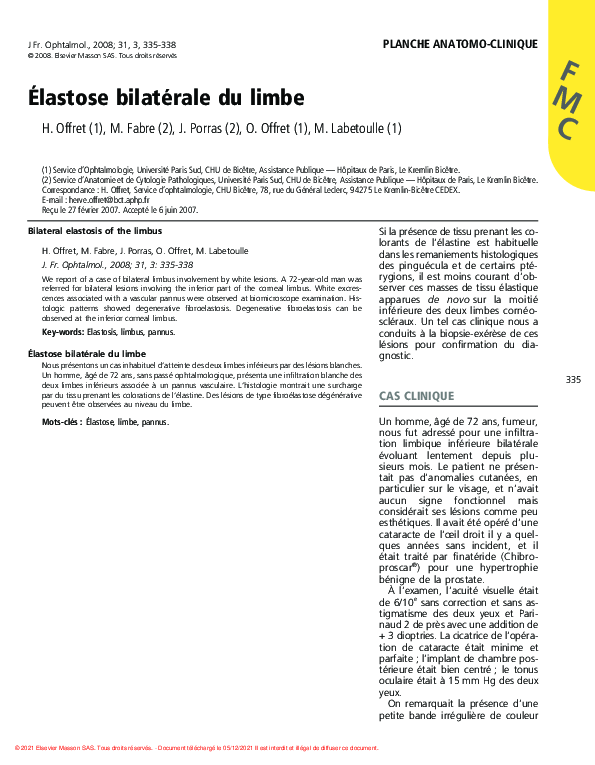 (PDF) Élastose Bilatérale Du Limbe