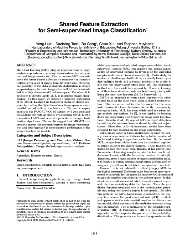 (PDF) Shared feature extraction for semi-supervised image classification