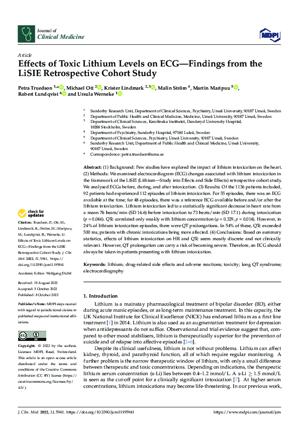 (PDF) Effects of Toxic Lithium Levels on ECG—Findings from the LiSIE ...