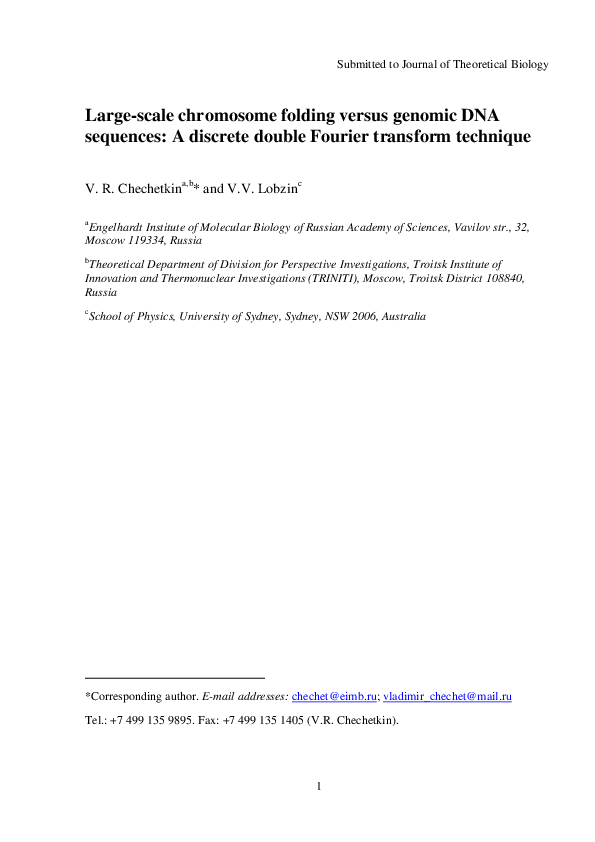 (PDF) Large-scale chromosome folding versus genomic DNA sequences: A ...