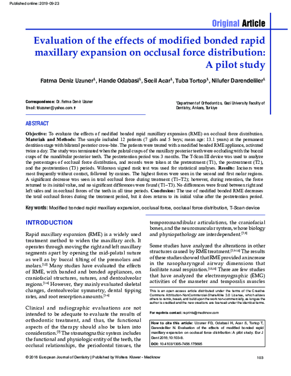 (PDF) Evaluation of the effects of modified bonded rapid maxillary ...