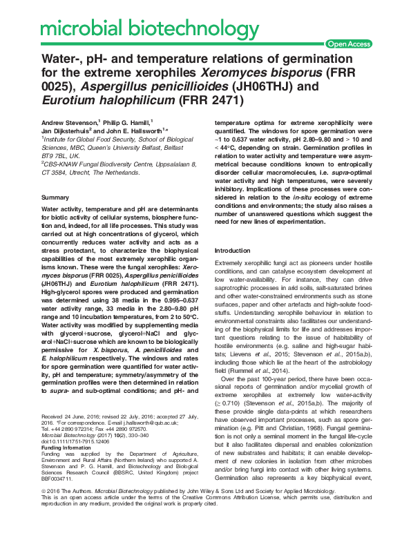 (PDF) Water-, pH- and temperature relations of germination for the ...