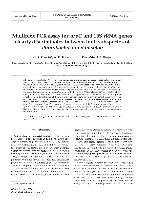 (PDF) Multiplex PCR assay for ureC and 16S rRNA genes clearly ...
