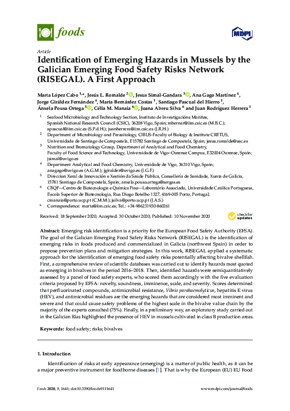 (PDF) Identification of Emerging Hazards in Mussels by the Galician ...