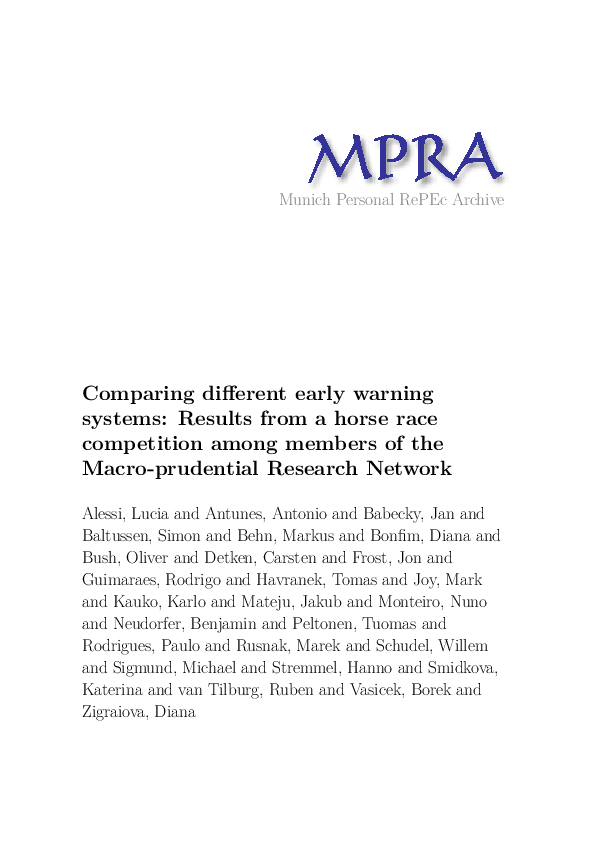 (PDF) Comparing Different Early Warning Systems: Results from a Horse ...