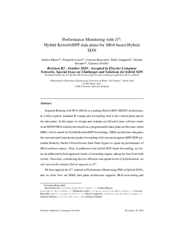 (PDF) Performance Monitoring with Hˆ2: Hybrid Kernel/eBPF data plane ...