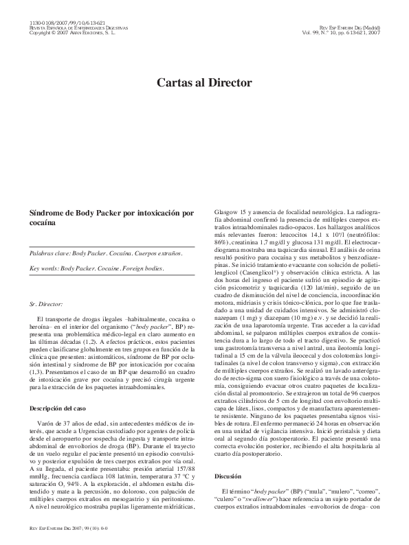 (PDF) Síndrome de Body Packer por intoxicación por cocaína