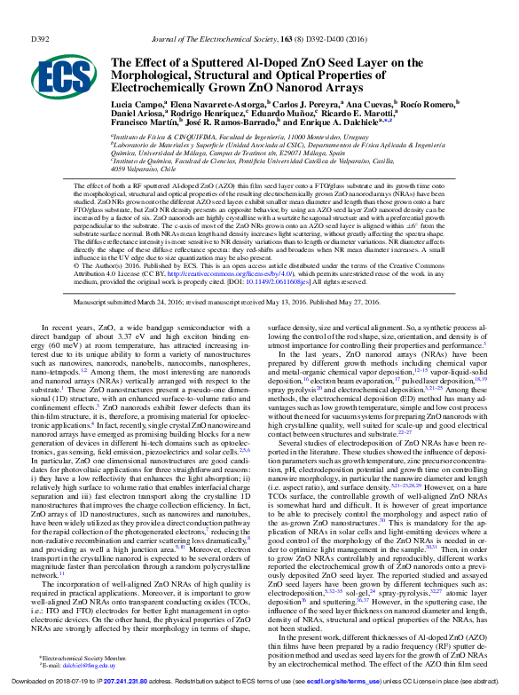 (PDF) The Effect of a Sputtered Al-Doped ZnO Seed Layer on the Morphological, Structural and ...
