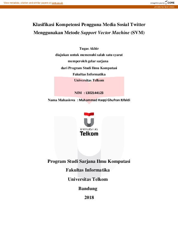 (PDF) Klasifikasi Kompetensi Pengguna Media Sosial Twitter Menggunakan Metode Support Vector ...