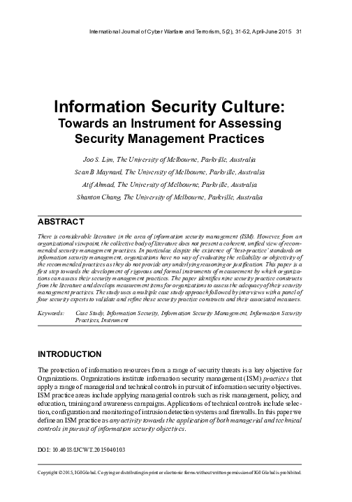 (PDF) Information Security Culture
