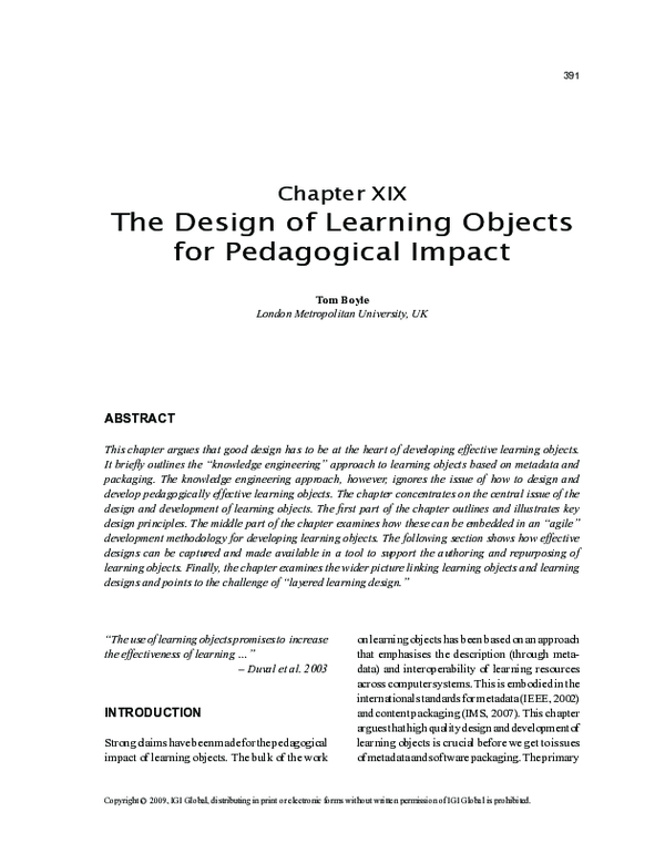 (PDF) The Design of Learning Objects for Pedagogical Impact