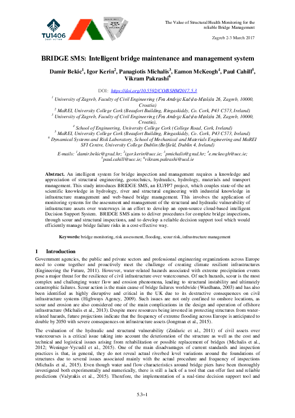 (PDF) BRIDGE SMS: Intelligent bridge maintenance and management system