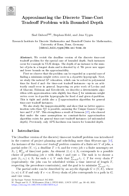 (PDF) Approximation of Time-Cost Tradeoff with Depth