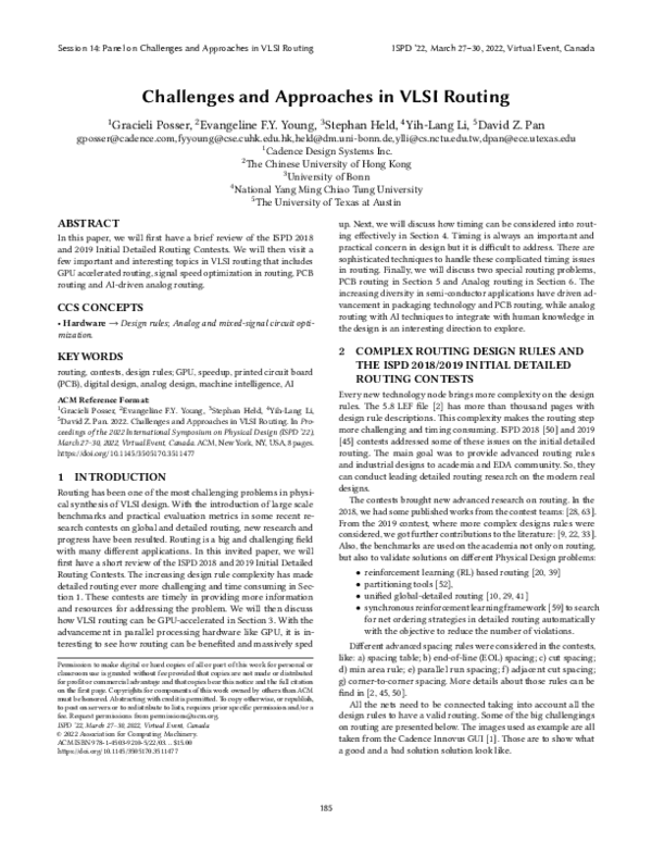 (PDF) Challenges and Approaches in VLSI Routing