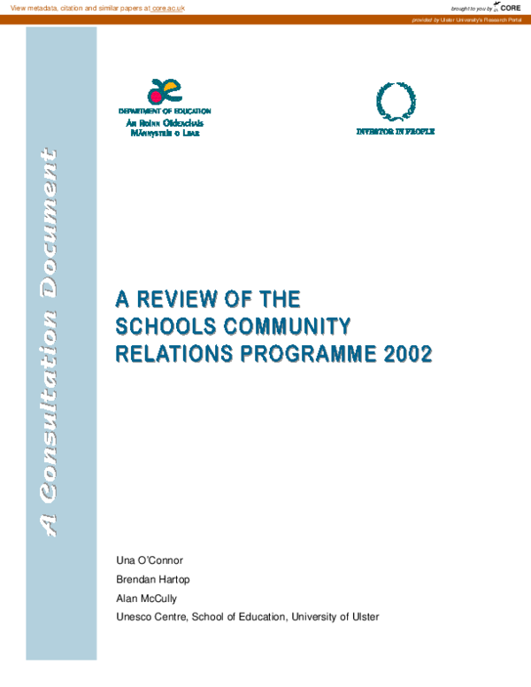 (PDF) A review of the schools community relations programme