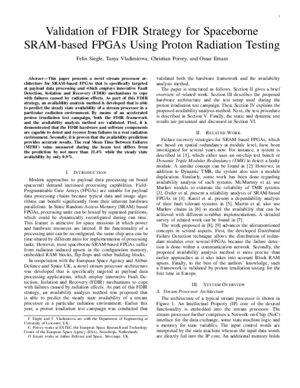 (PDF) Validation of FDIR Strategy for Spaceborne SRAM-Based FPGAs Using ...