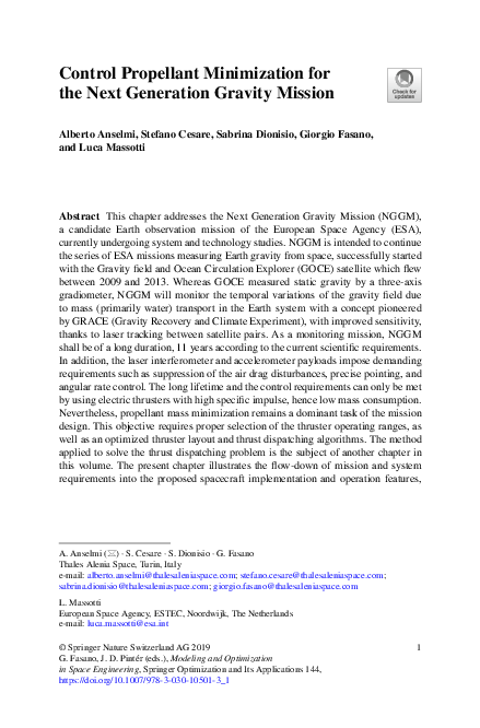 (PDF) Control Propellant Minimization for the Next Generation Gravity Mission