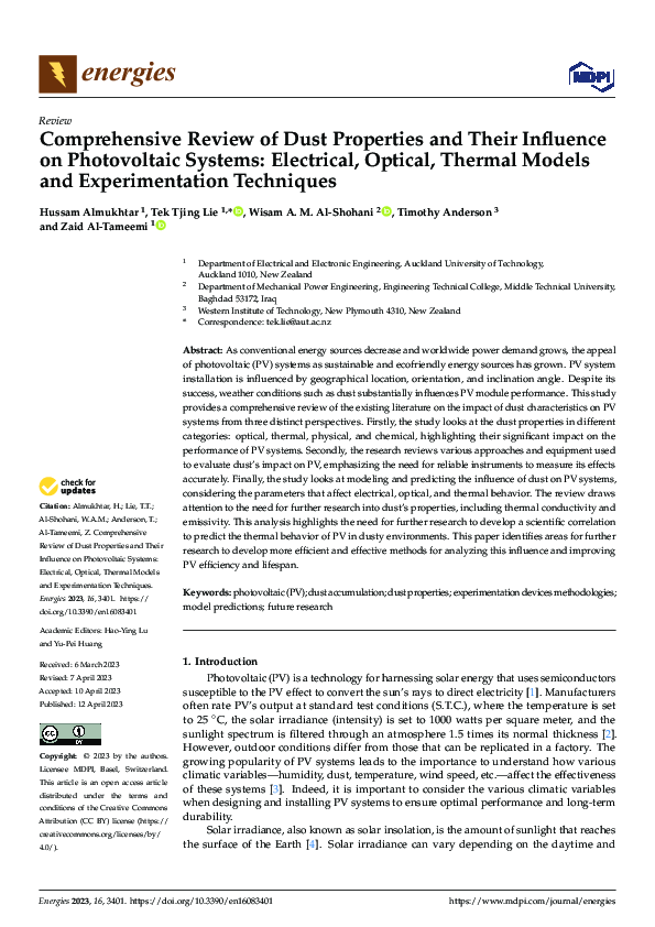 (PDF) Comprehensive Review of Dust Properties and Their Influence on ...