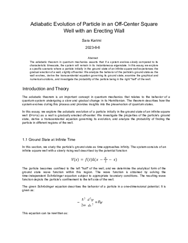 (PDF) Adiabatic Evolution of Particle in an Off-Center Square Well with ...