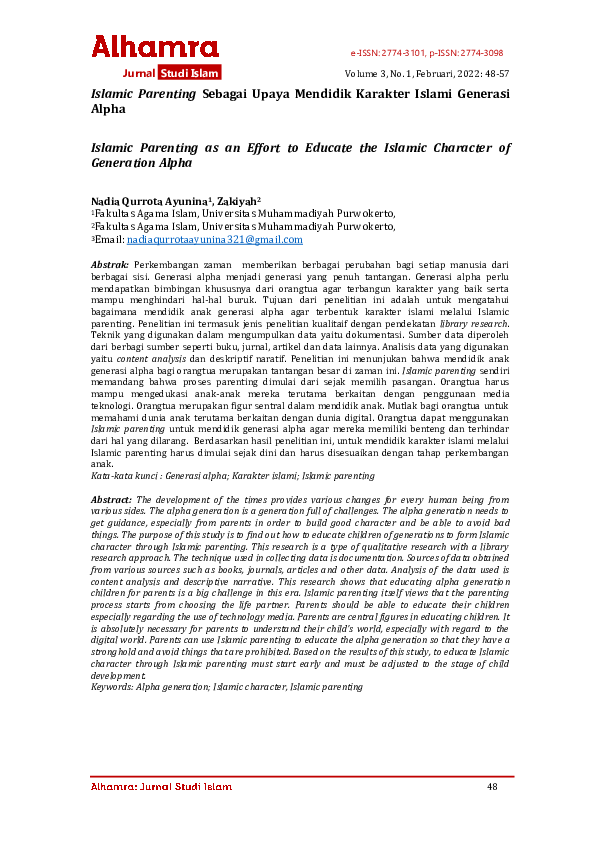 (PDF) Islamic Parenting Sebagai Upaya Mendidik Karakter Islami Generasi ...