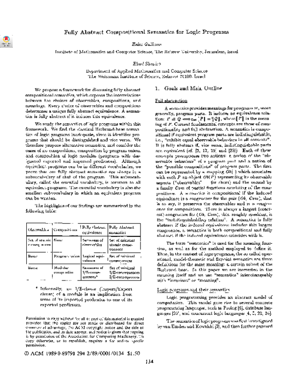 (PDF) Fully abstract compositional semantics for logic programs