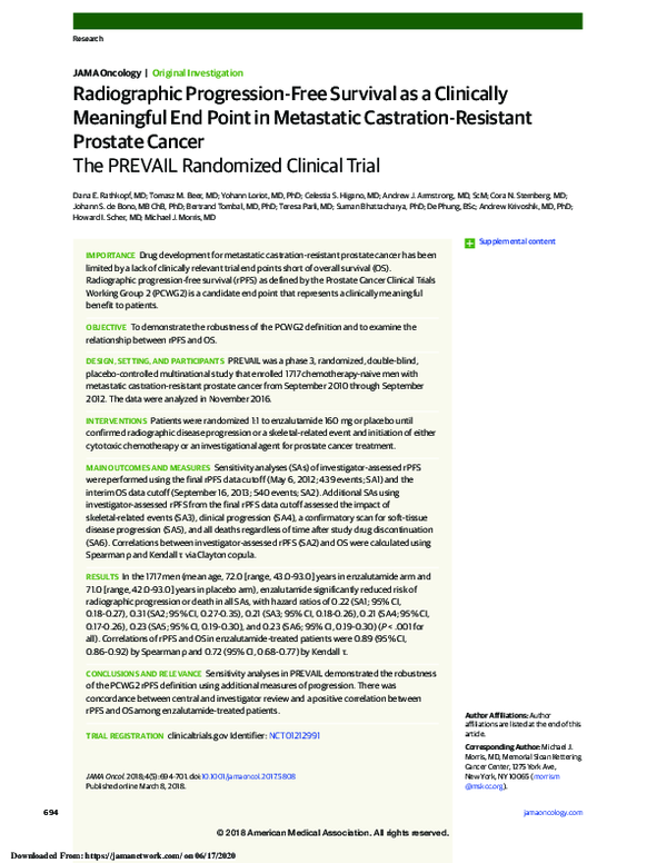 (PDF) Radiographic Progression-Free Survival as a Clinically Meaningful ...