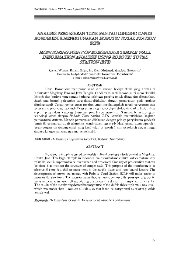 (PDF) Analisis Pergeseran Dinding Candi Borobudur Menggunakan Robotic ...