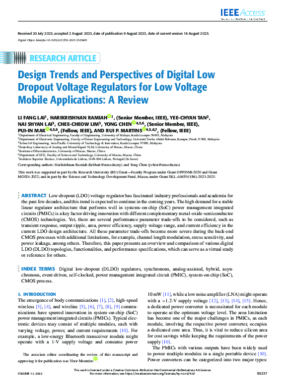 (PDF) Design Trends and Perspectives of Digital Low Dropout Voltage Regulators for Low Voltage ...