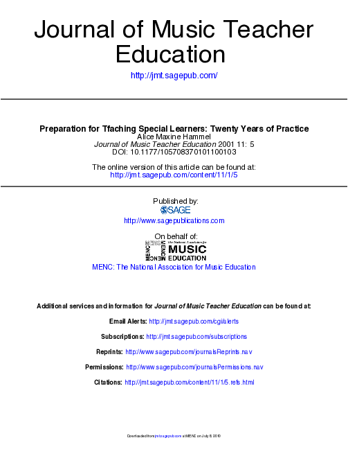 (PDF) Preparation for Teaching Special Learners: Twenty Years of Practice