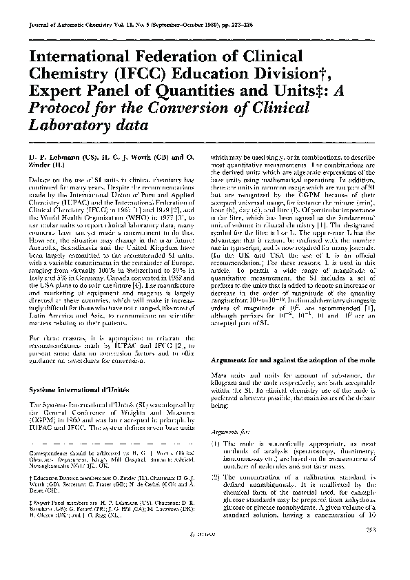 (PDF) International federation of clinical chemistry and laboratory ...